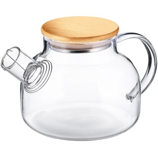 Чайник Teco для заваривания из стекла c крышкой из бамбука 850 мл TC-208-B