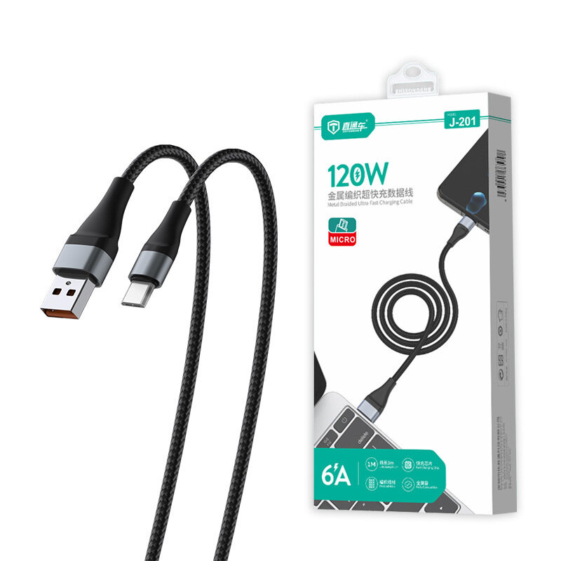 120W Высокоскоростной Быстрая Зарядка Плетеный USB-C Кабель для Смартфонов и Планшетов Android