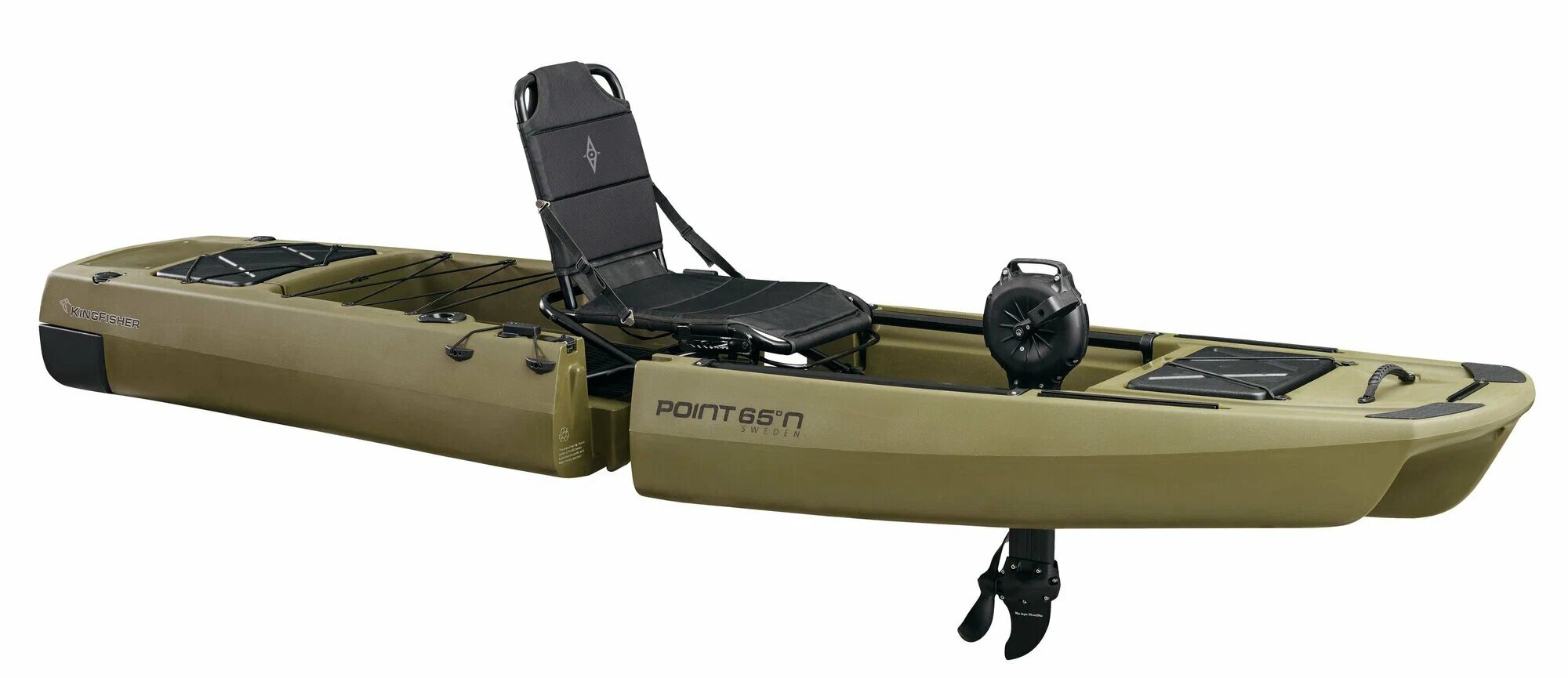 Каяк для рыбалки KingFisher зеленый с педальным приводом, разборный
