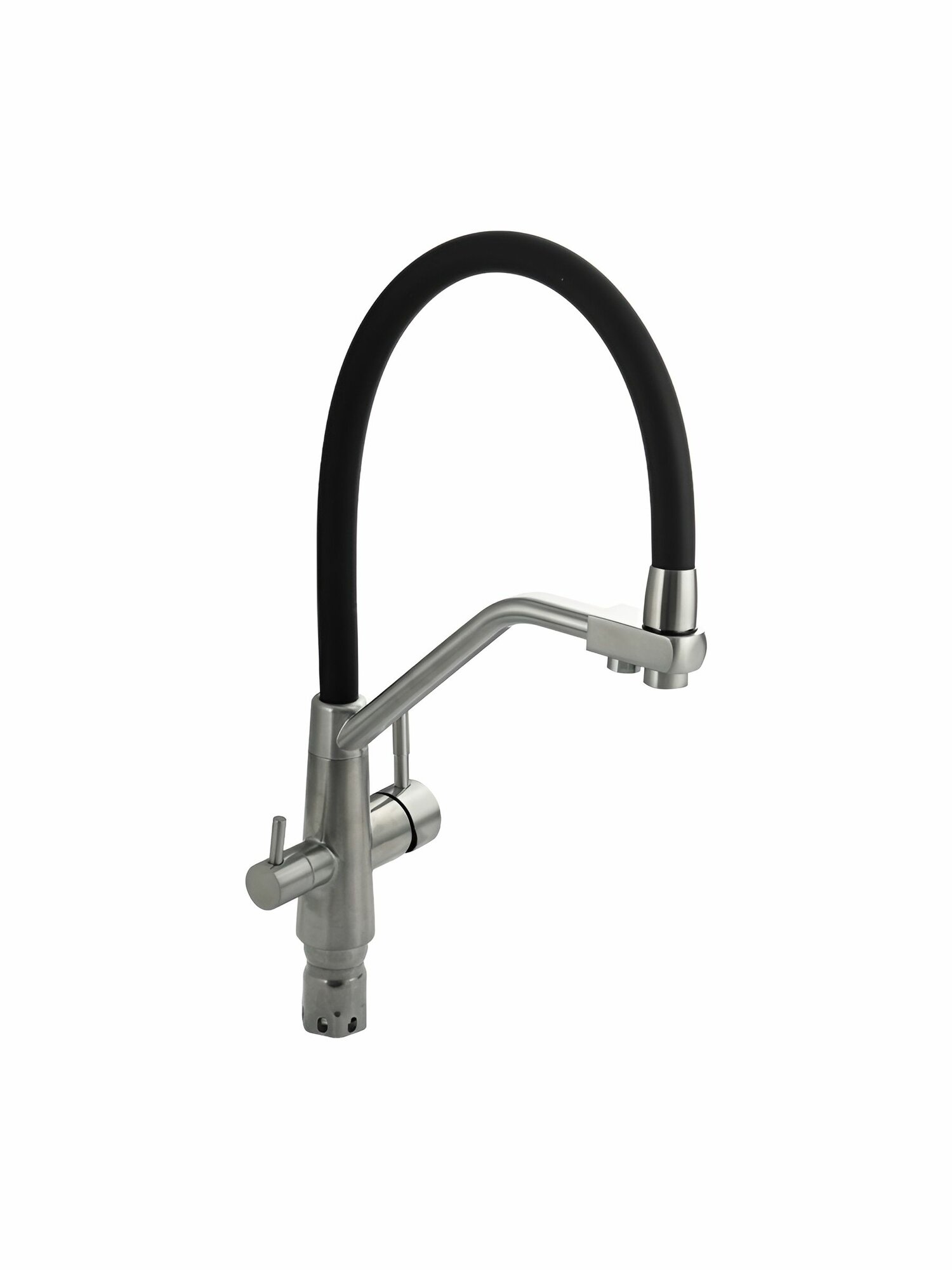 MAGNUS - Смеситель кухонный , гибкий излив чёрный с выпуском воды для фильтра 91119