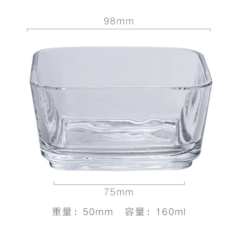Японский стиль, стеклянная салатница с чеканкой, десертная миска, домашняя 4inch квадратная миска для закусок, завтрака, соуса, холодных блюд