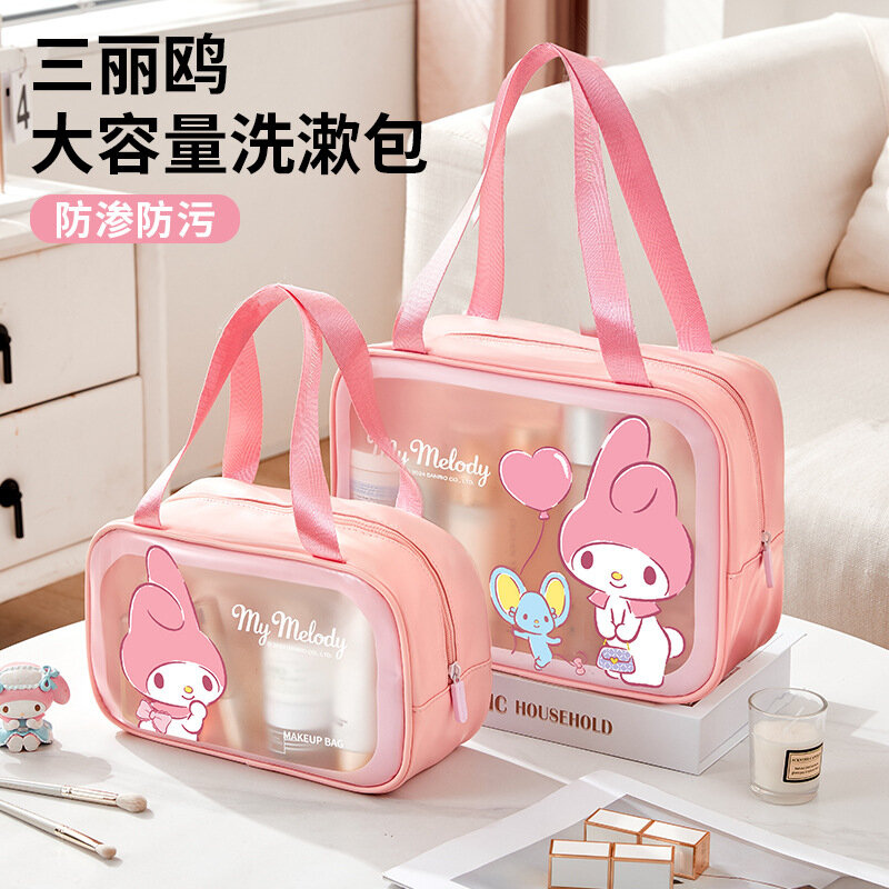 Вместительная портативная косметичка/сумочка для макияжа от Sanrio с раздельным отделением для влажных и сухих вещей, водонепроницаемый чехол для хранения.