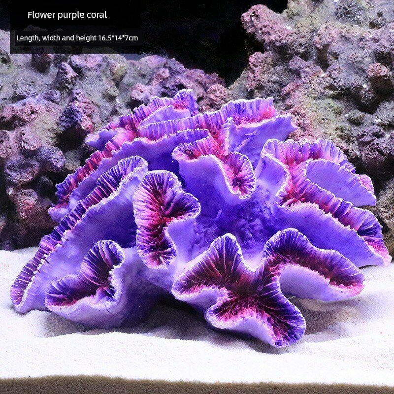 Фиолетовый цветочный коралл для аквариумов, искусственный риф высотой 7 см