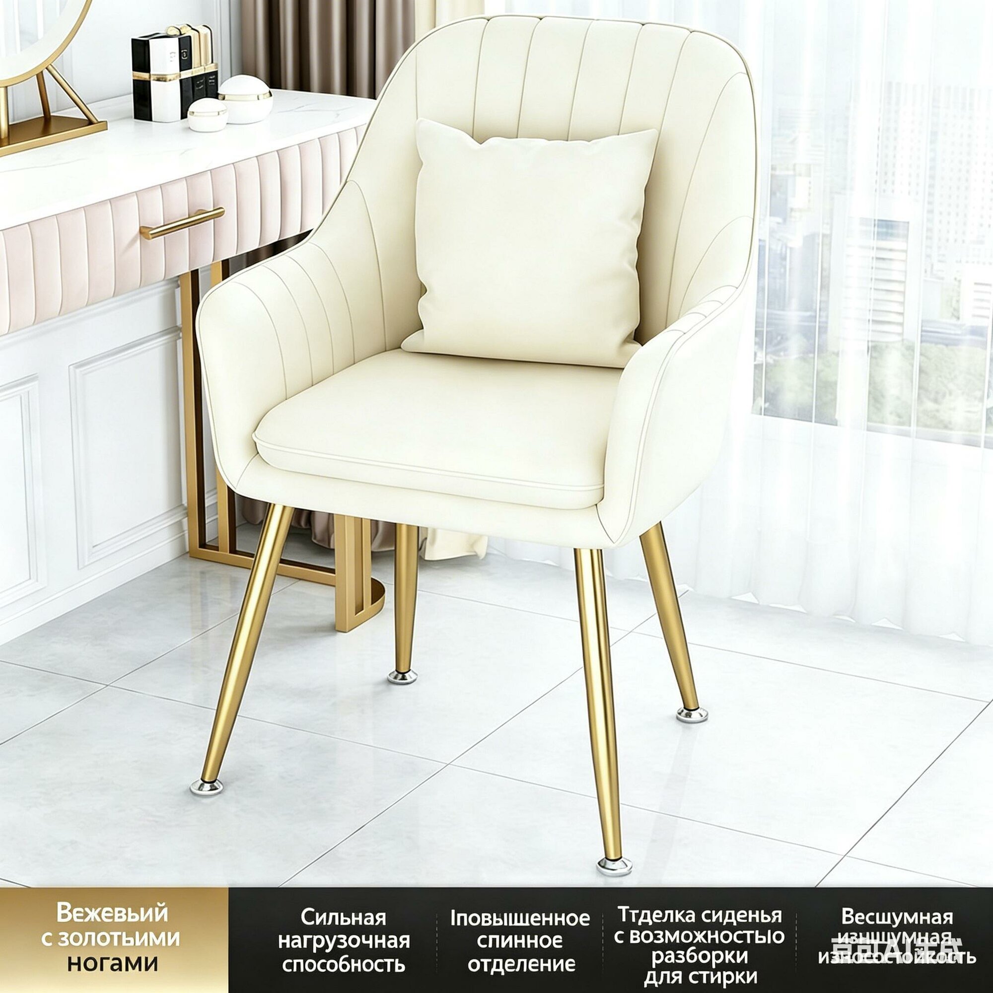 Обеденный стул бытовой стул с откидной спинкой, обеденный стол и стул для отдыха, стул для макияжа, белый