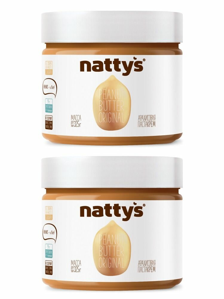 Nattys Арахисовая паста Original, 325 г, 2 шт
