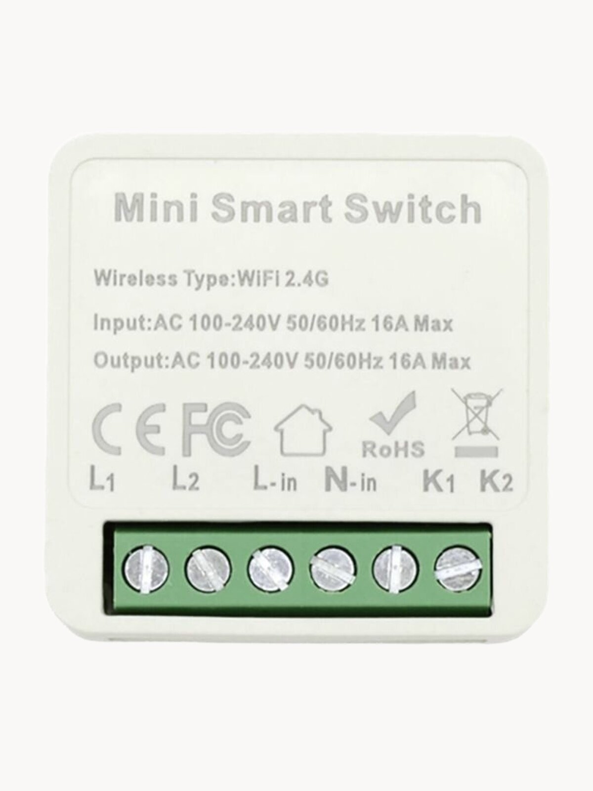 Умное реле Tuya Mini Switch, Wi-Fi, 2 канала, управление голосом, слоновая кость