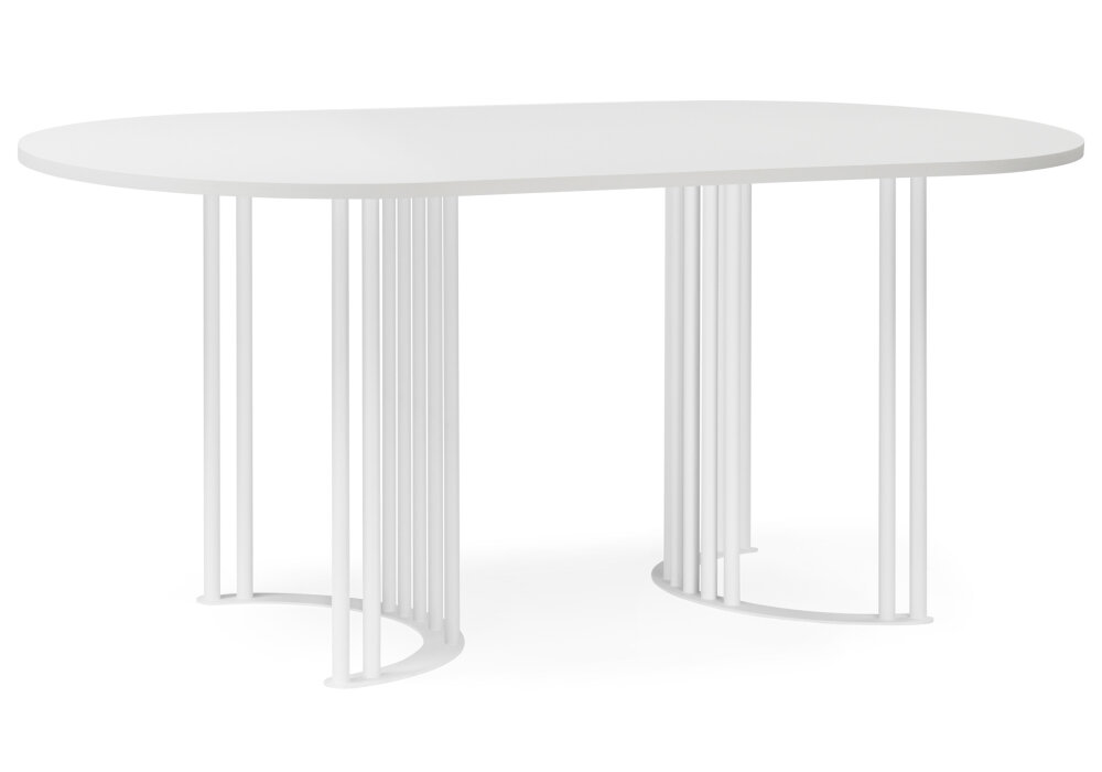Стол деревянный Хьюго woodville белый, дерево и металл, овальная столешница