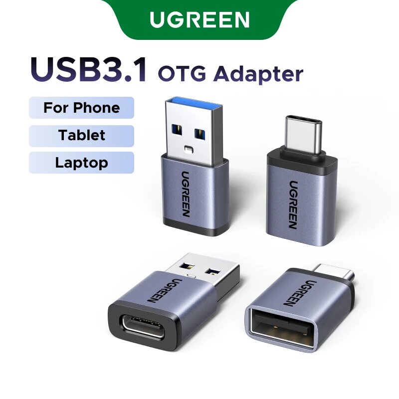 UGREEN USB 3.1 OTG адаптер USB A «папа» на USB C «мама» кабель-конвертеры 4 упаковки для Macbook Samsung S10 Huawei USB на Type-c OTG, USB3.1 OTG Adapter