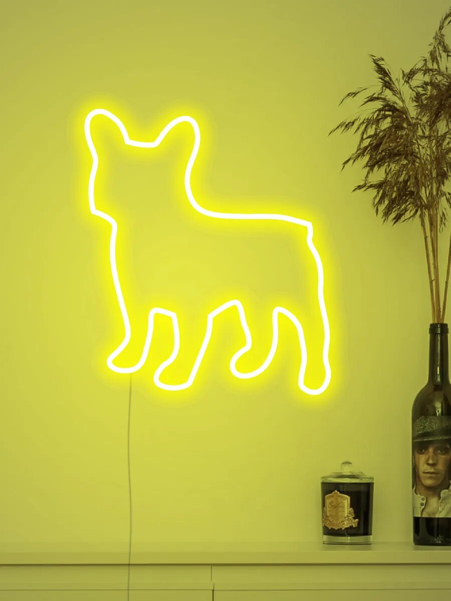 "Французский бульдог" неоновая лампа, светильник