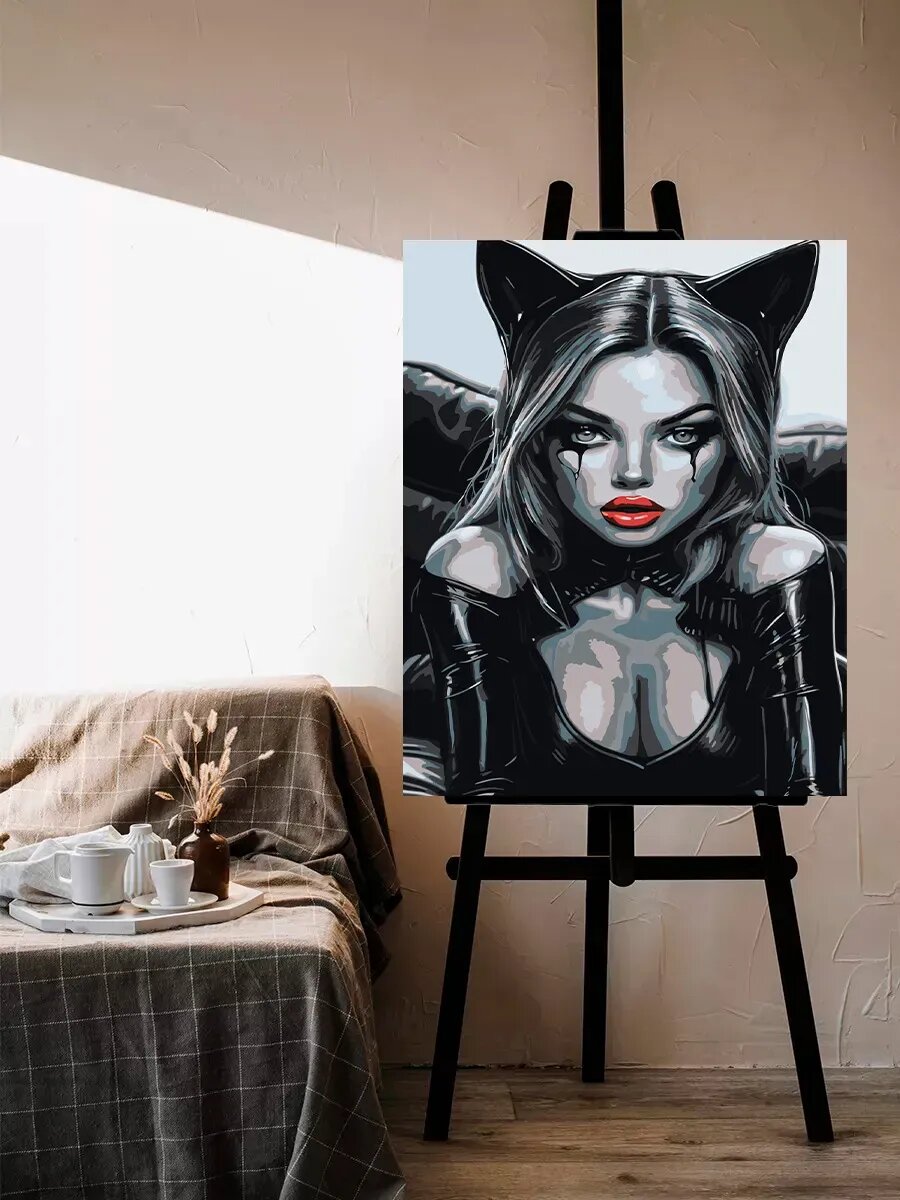 Картина по номерам Милая Девушка Кошка Ушки