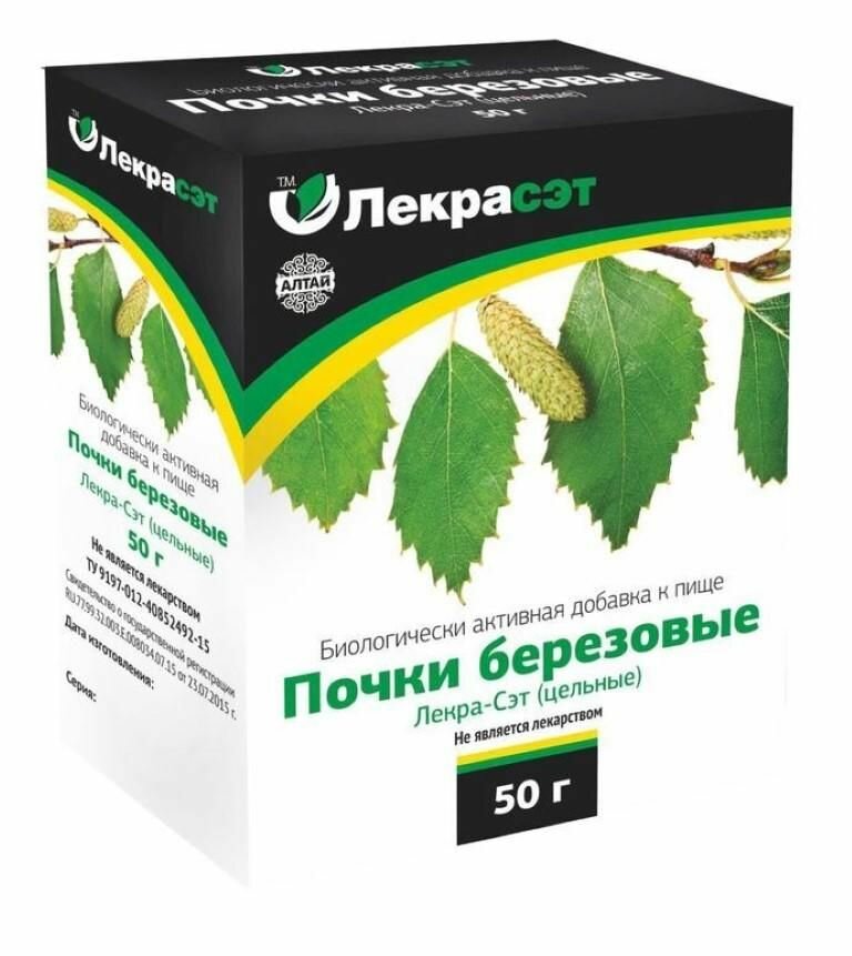 Пищевая добавка Лекра-СЭТ "Береза", почки, Алтай, в коробке, 50 г