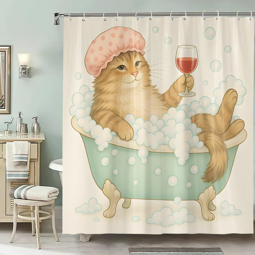 Штора Для Ванной Тканевая, Высота 180 См, Ширина 180 См, Высота 200 См, Ширина 200 См, усиленные Крючки, 12 Штук