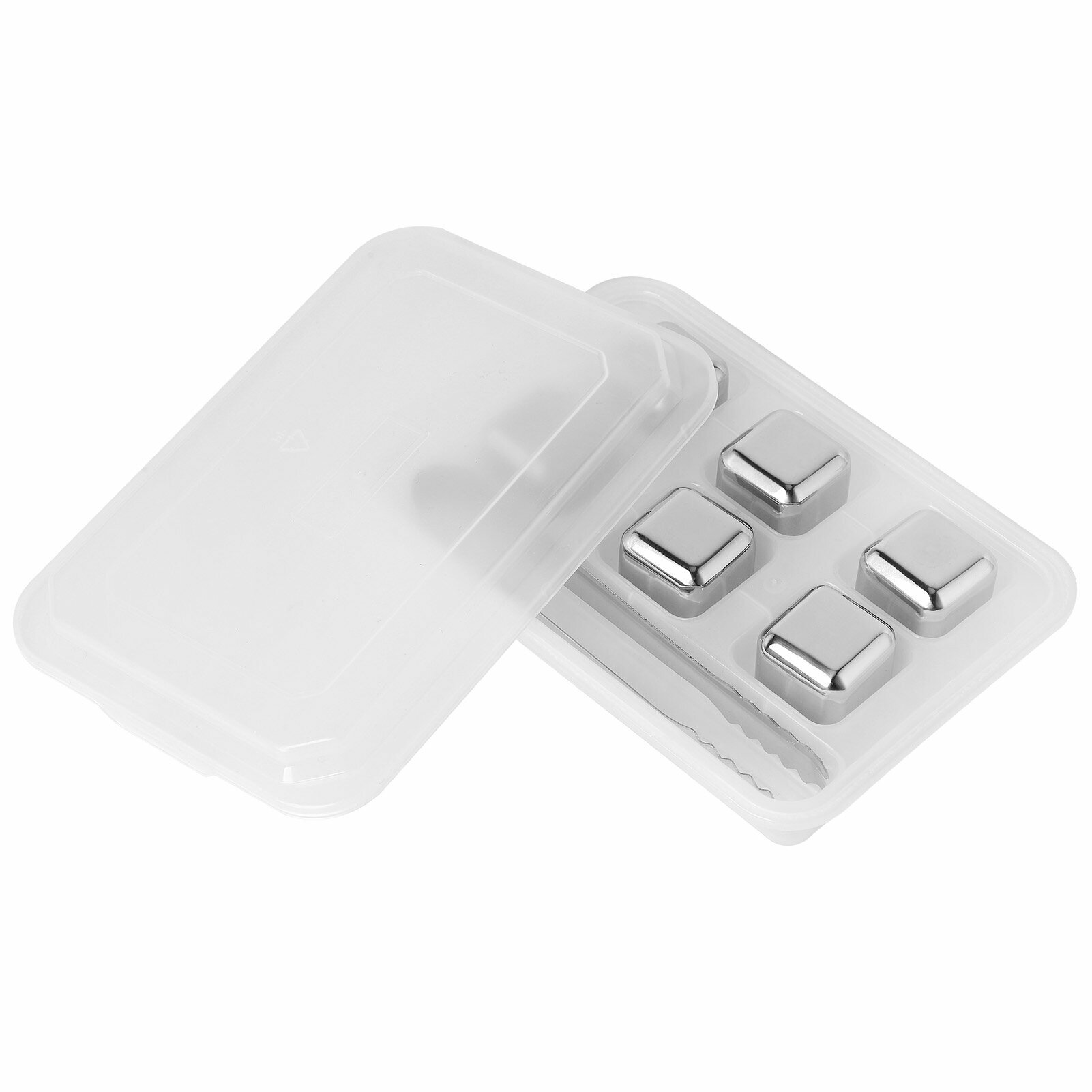 Кубики льда из нержавеющей стали, многоразовые охлаждающие камни для виски и вина с коробкой для хранения щипцов для льда, 6 шт.