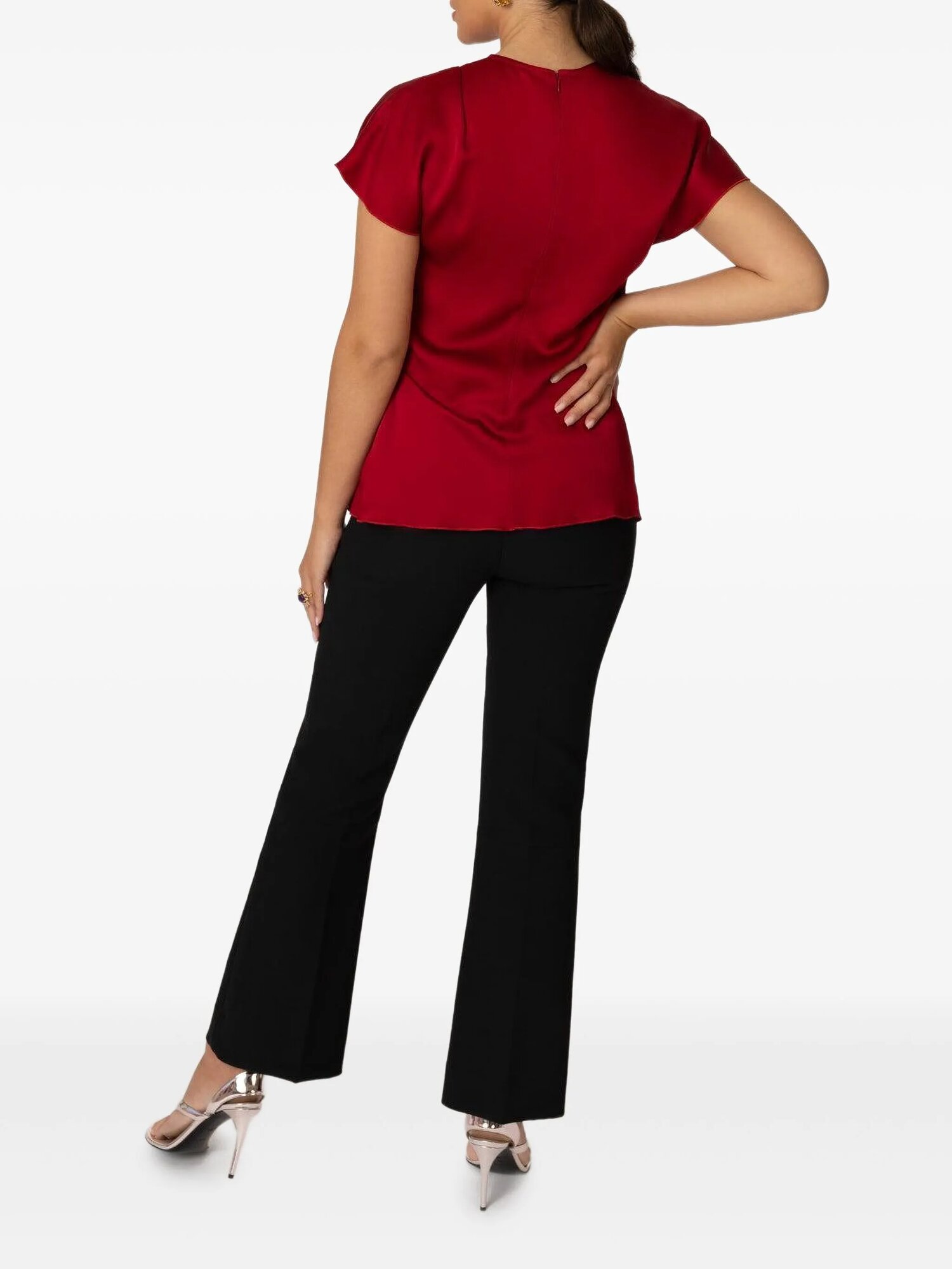 Топ Victoria Beckham Draped ruffle top, размер 10, красный — фото 1