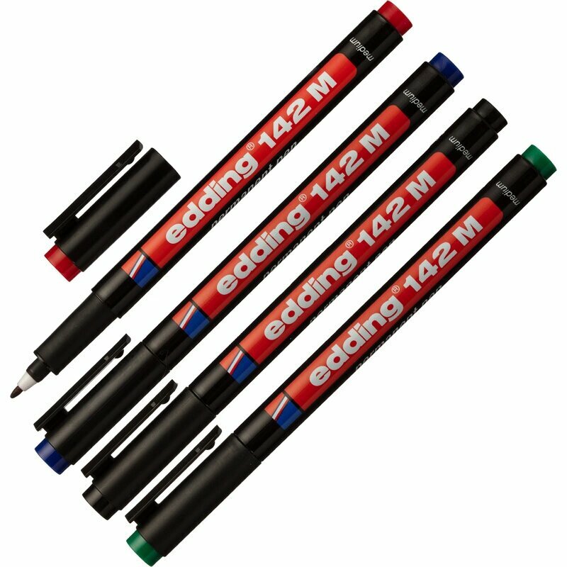 Маркер для глянц. поверх. EDDING E-142 M/4 (1мм) набор 4цв.