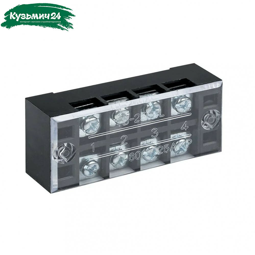 Колодка клеммная EKF ТВ-2504 до 2.5 кв. мм, 4 пары, 25 А, термопласт, черная