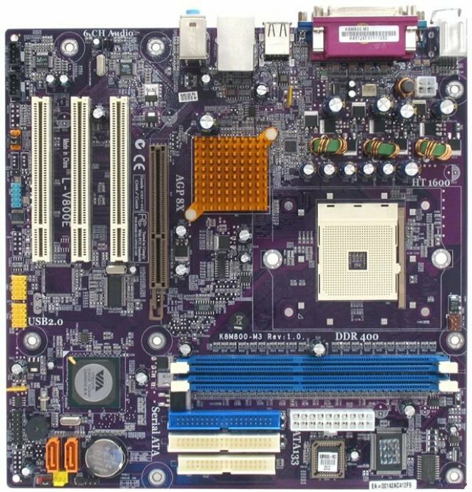 Материнская плата S-754 EliteGroup K8M800-M2, VIA K8M800/2xDDR/SVGA/Sb/mATX