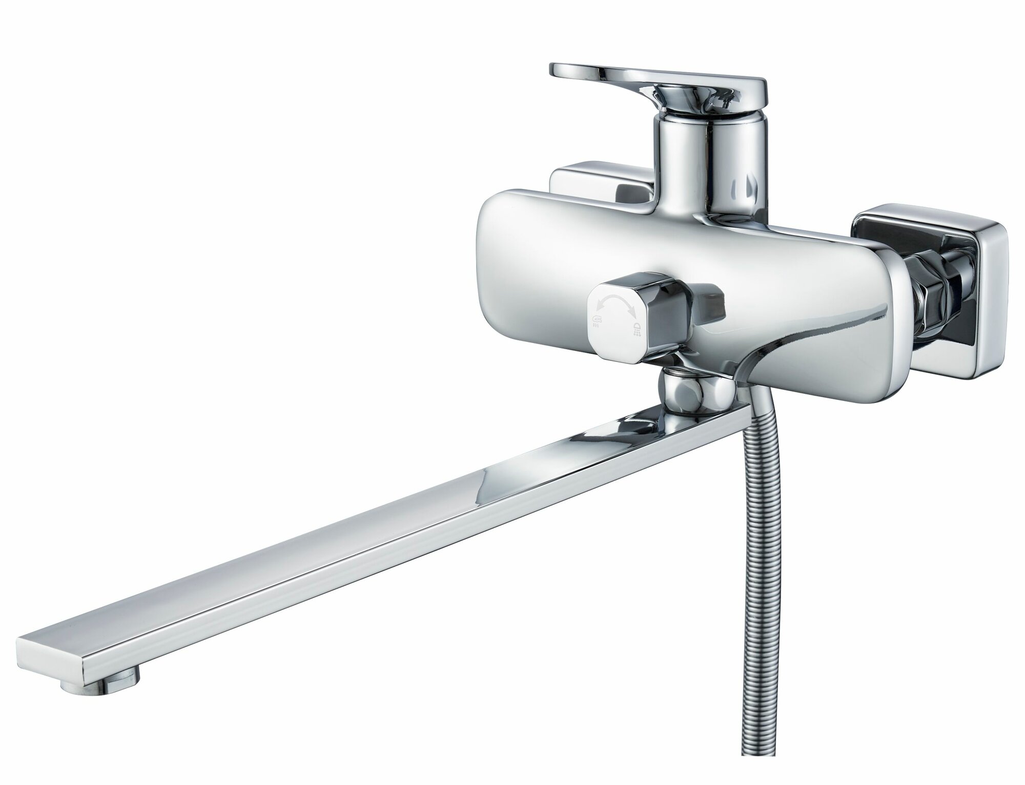 Смеситель для ванны ALOUTE A2163 с длинным плоским изливом 33 см, хром. Материал алюминиевый сплав