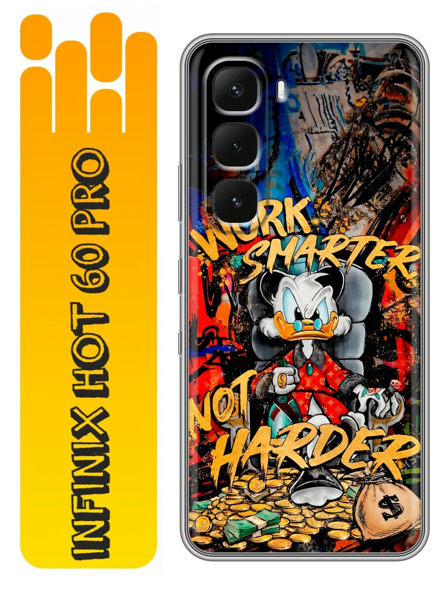 Чехол для Infinix Hot 60 Pro с принтом Скрудж Мак Дак Деньги (Инфиникс Хот 60 Про)
