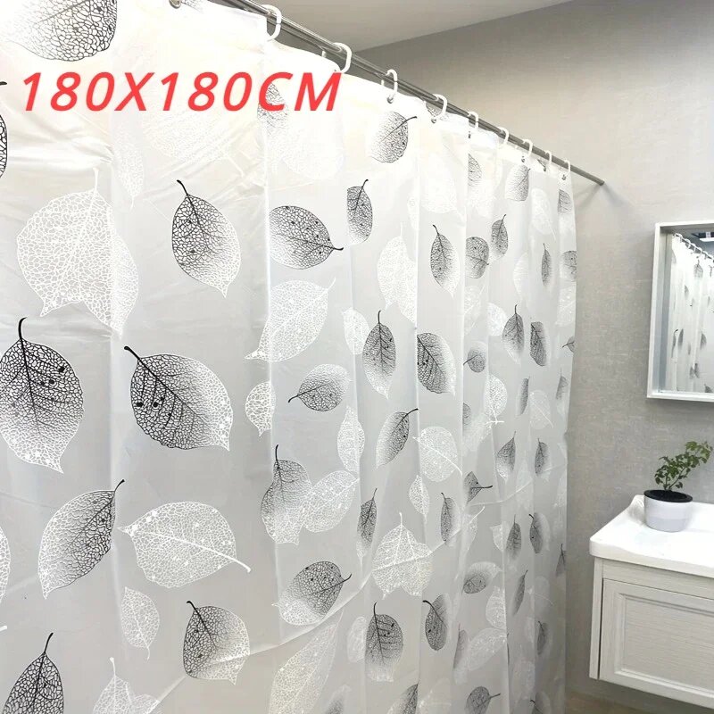 180X180CM Водонепроницаемая занавеска для душа PEVA с рисунком листьев, занавеска для ванной с крючками, домашний декор для ванной комнаты