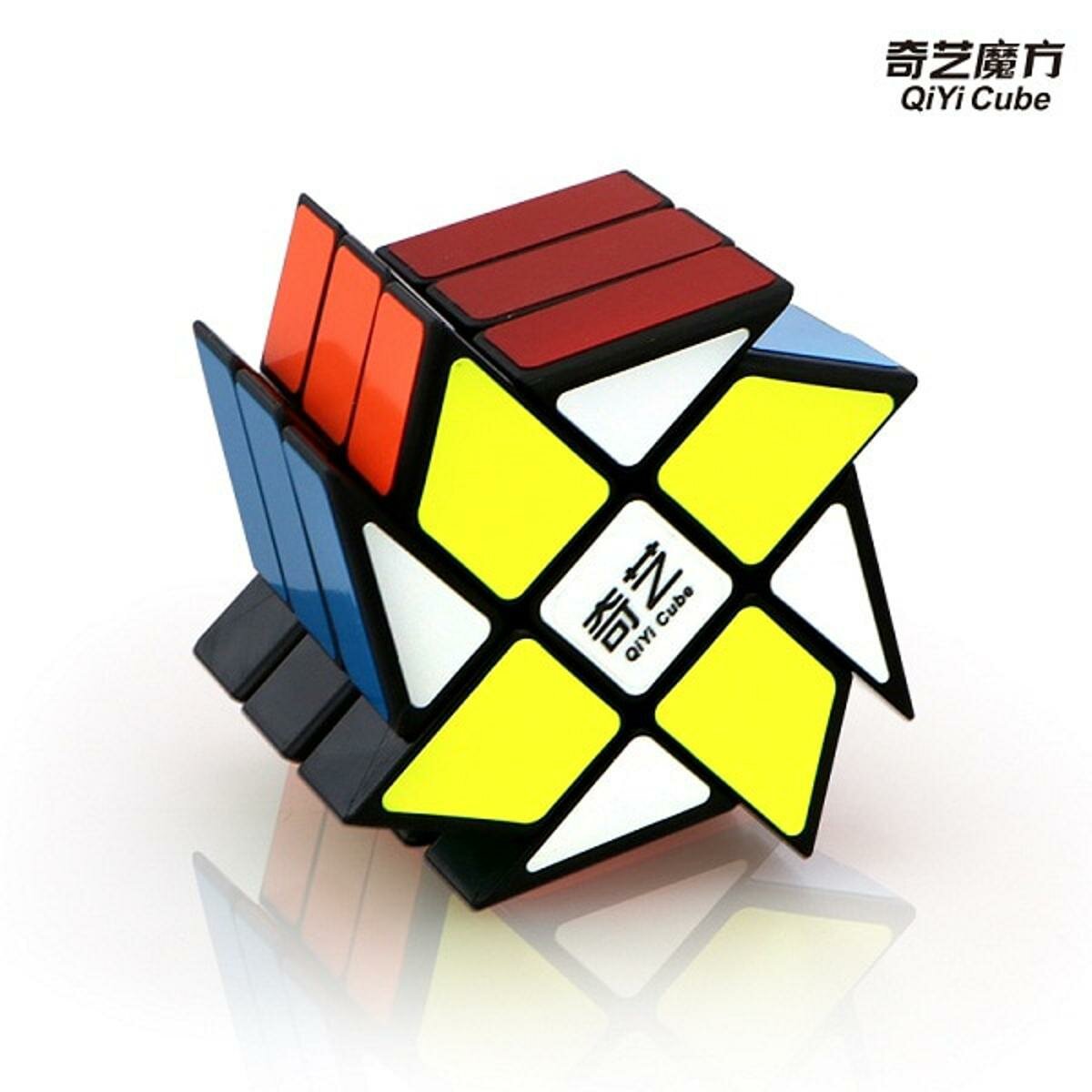 Новейшая головоломка qiyi 3x3 Windmill Cube Magic Puzzle Brain Teaser Brushed Sticker 56mm Educational Black Twisty Stic
