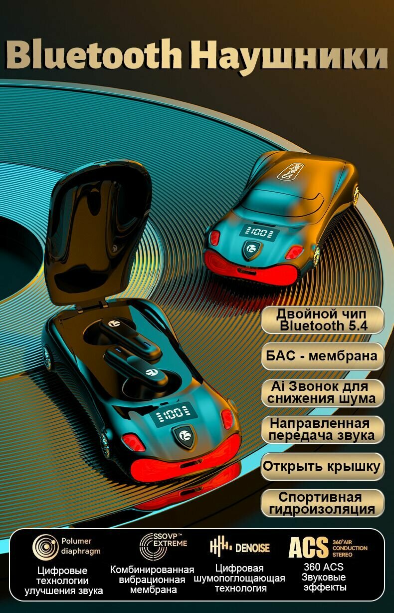 Игровые мини TWS-наушники. Спортивный дизайн, мощный звук, низкий пинг для мобильных игр.