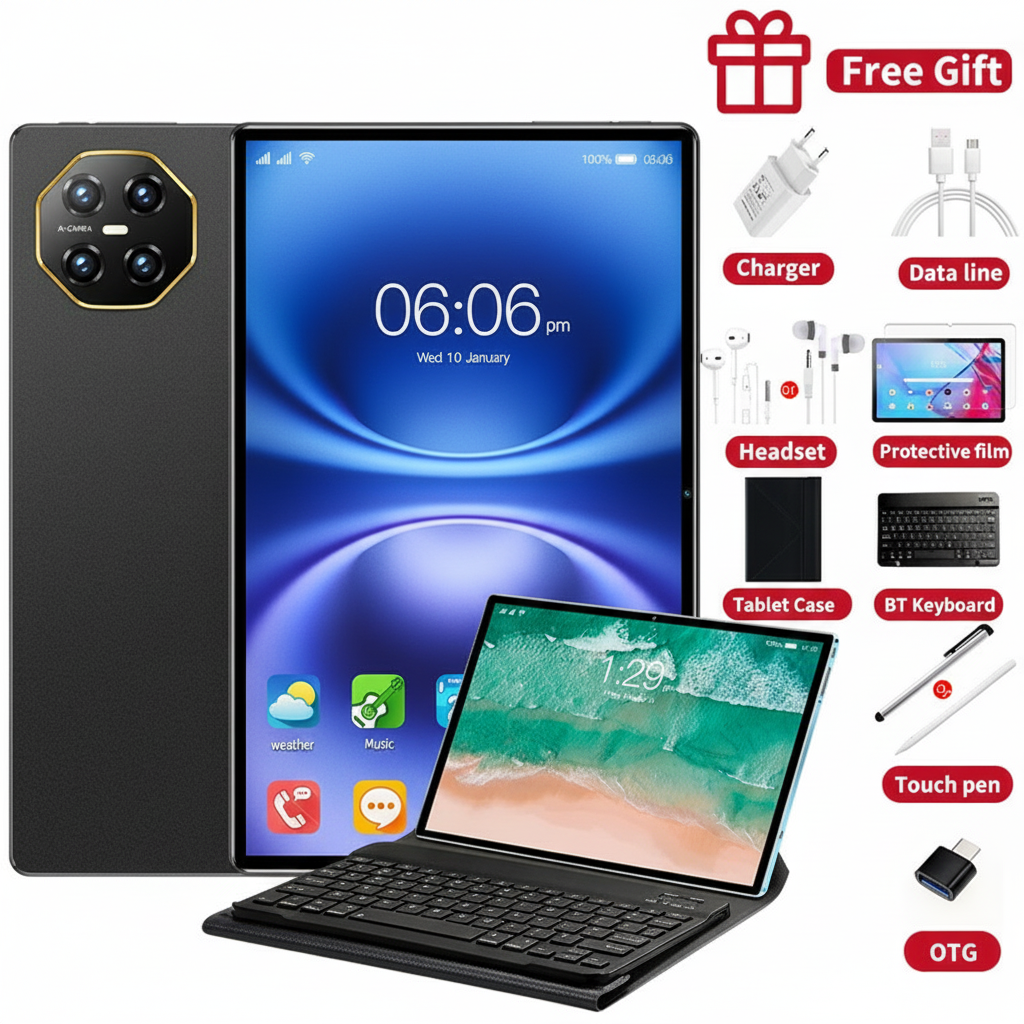 XT mate 2025 планшет 11 дюймов 22 ГБ ОЗУ 12GB 256GB, Черный, black with KeyBorad