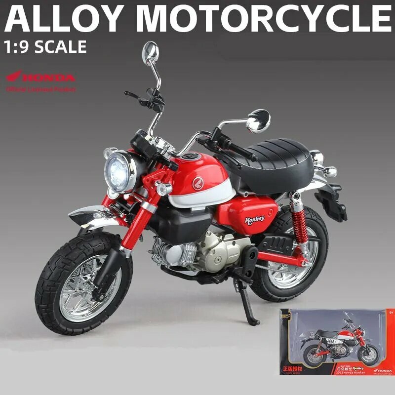 Коллекционные модели Мотоциклы Хонда Monkey 125 металлическая модель 1:9 Honda Monkey 125, Свет и звук.