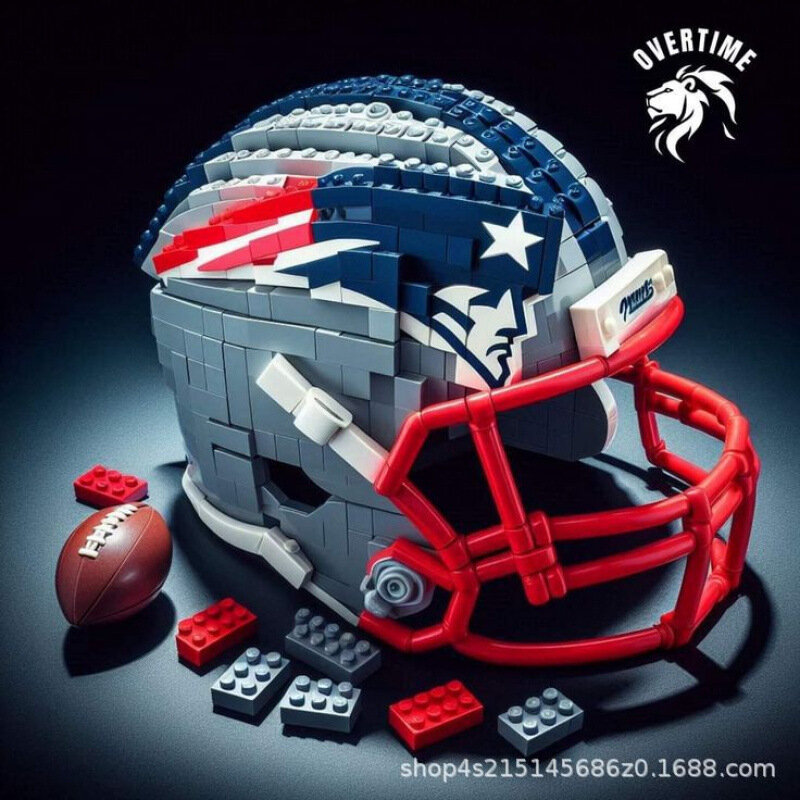 NFLConstructionHelmetШлем из строительных блоков NFL, креативная игрушка для команды профессиональной футбольной лиги