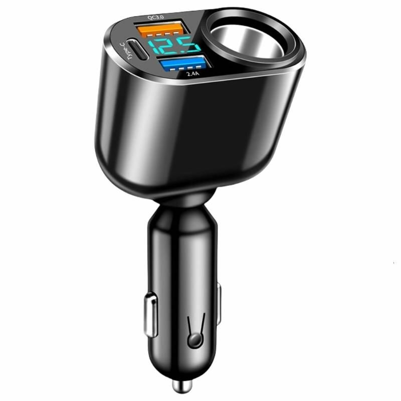 4-портовый автомобильный USB-разветвитель, QC3.0 2.4A C