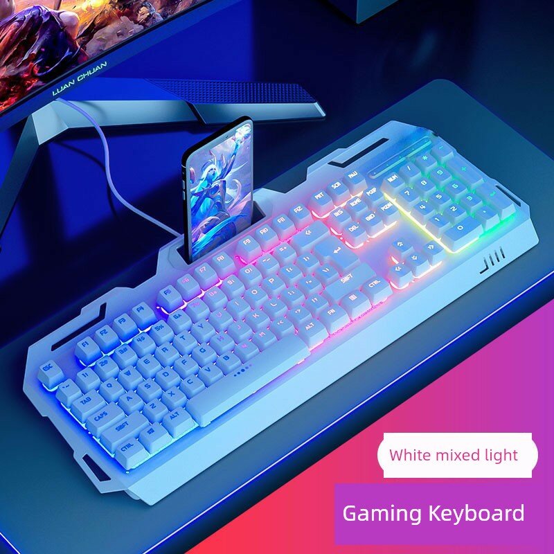 [25 New Models] Mechanical Feel Keyboard and Mouse Set, Wired Gaming Keyboard and Mouse for Laptops Mixed Color