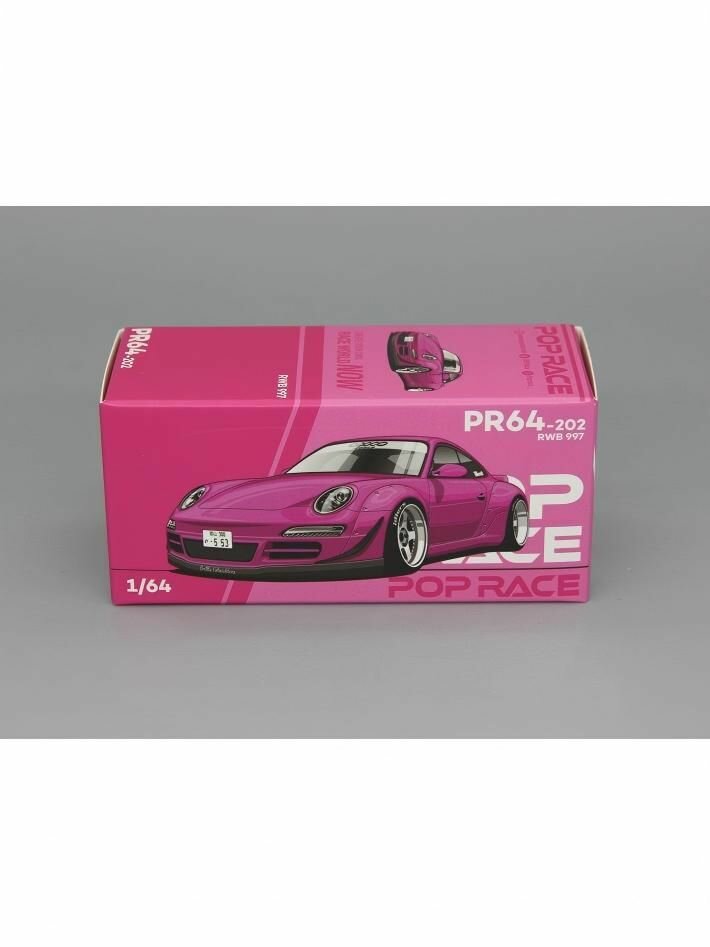 Машинка POP RACE 1/64 Porsche 911 997 model RWB wide-body canard wing pink Die-cast Alloy Car Model Collection Toy Gift