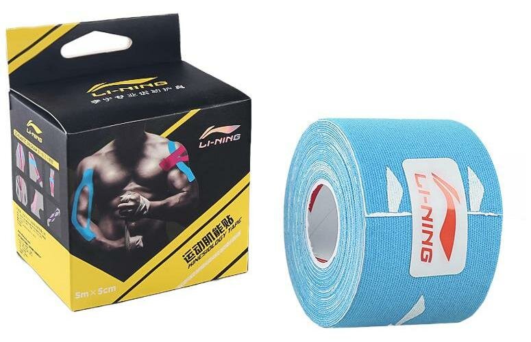 Бандаж надколенника LiNing хлопковый, kinesiology tape blue, универсальный размер, поддержка колена, легкий материал