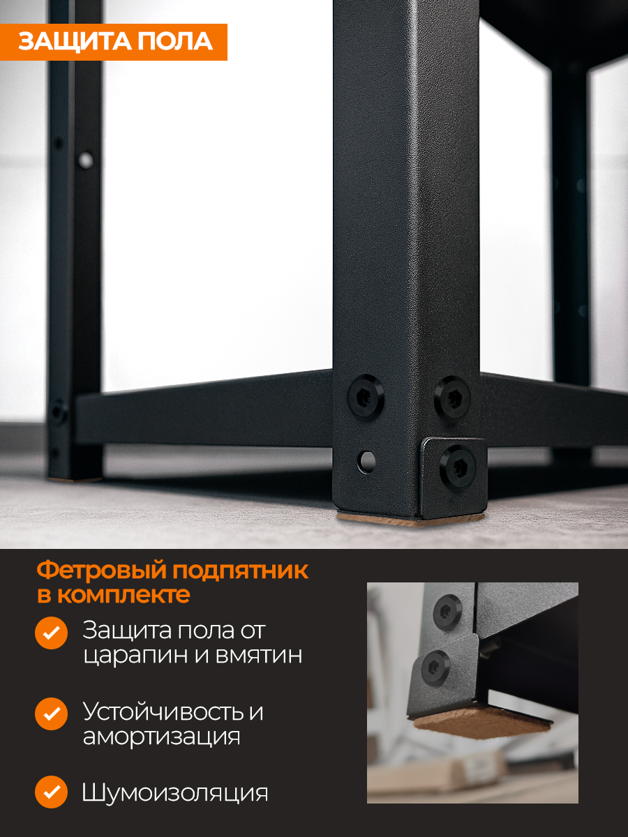 Стеллаж Железное решение, металлический, напольный, с полками, сборный, 77,4х77х30 см, черный — фото 1