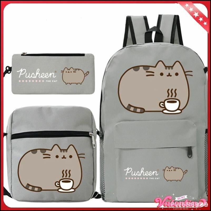 Стильный комплект Pusheen для школы: рюкзак, сумка через плечо и пенал бестселлер