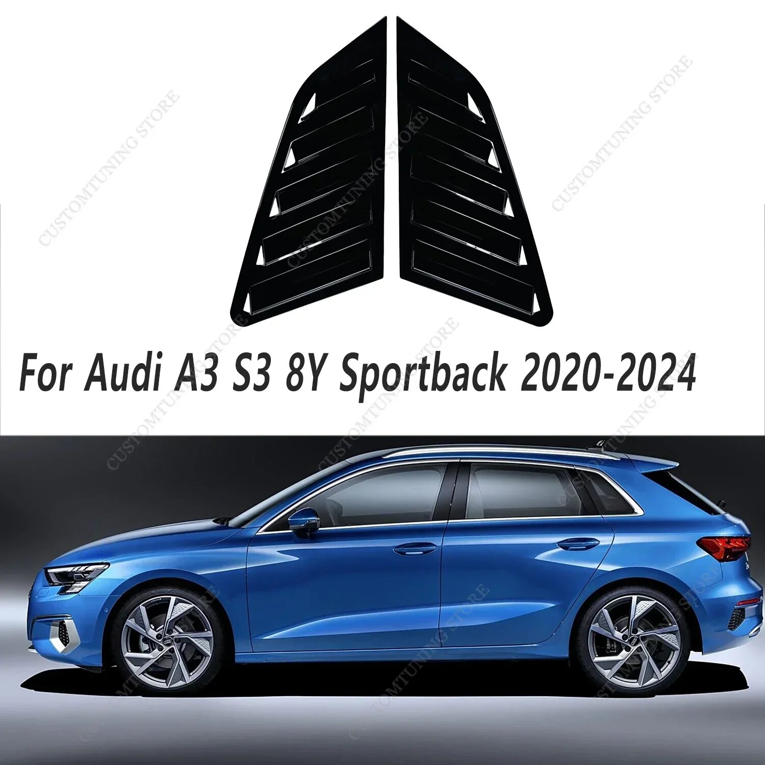 Для AUDI A3 S3 8Y Sportback заднее стекло жалюзи A3 TFSI TDI S-line Hatchbak задний треугольный козырек спойлер Bodykit 2013-2024 20-25 8Y Gloss Black