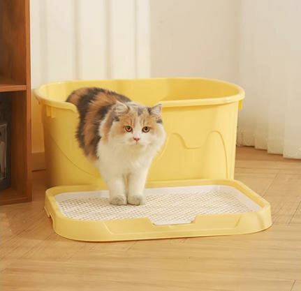 Коврик для кошачьего туалета, кошачий туалет, двухслойный фильтр, педаль для кошачьего туалета, желтый