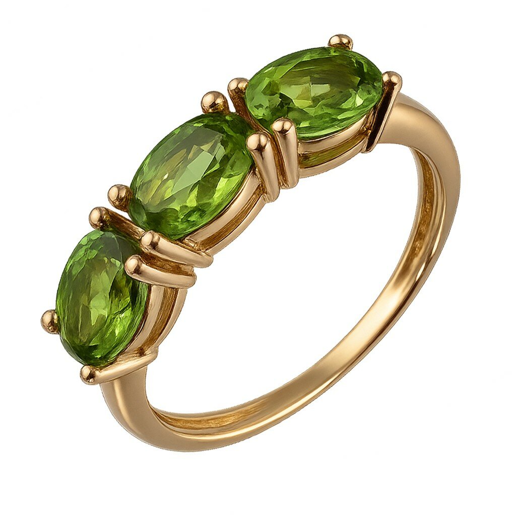 Кольцо, красное золото, 585 проба, хризолит