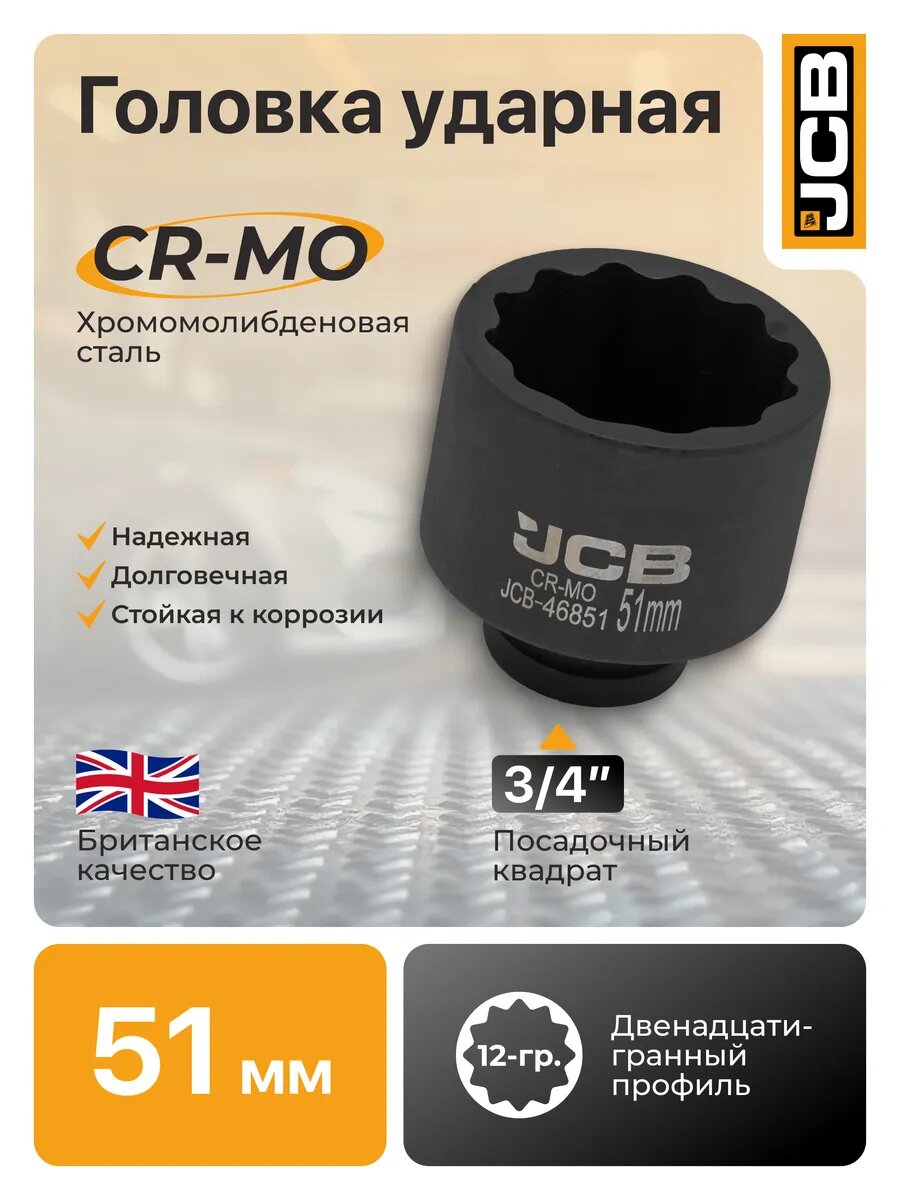 Головка ударная 12-гранная 51 мм, 3/4"