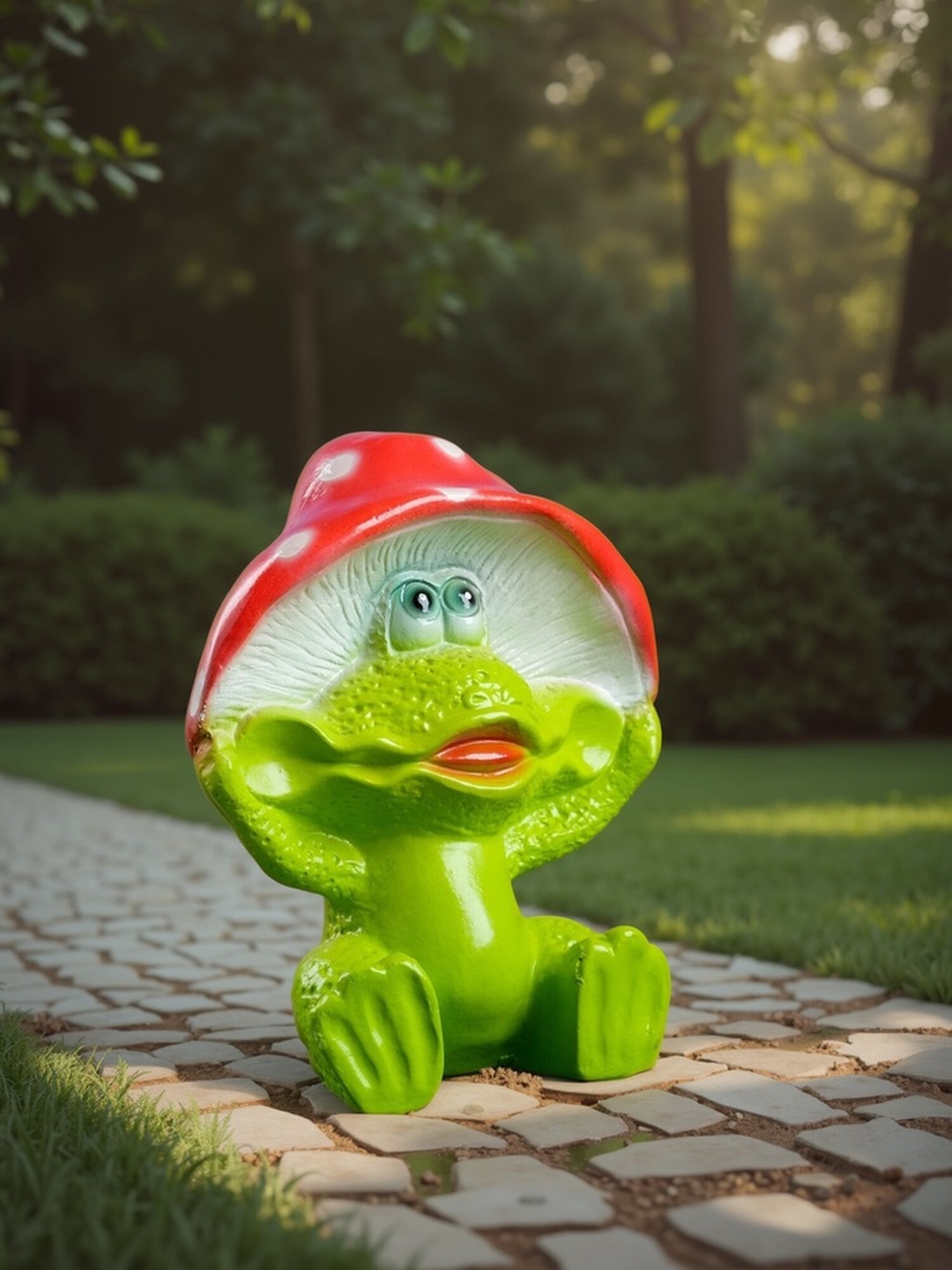 Садовая фигура Хорошие сувениры "Лягушка улыбка под мухомором", 24х28 см