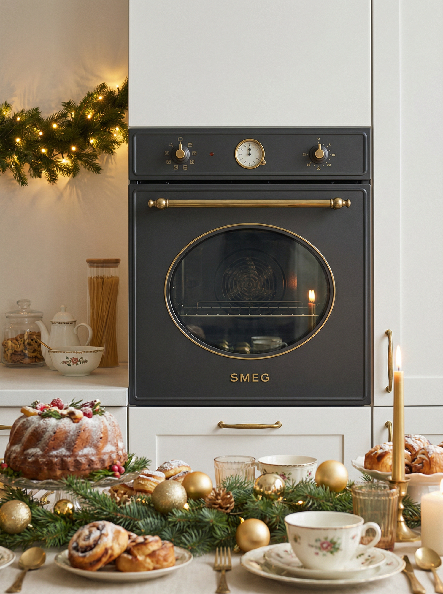 Электрический духовой шкаф Smeg SF68C1AO, антрацит, латунь, серия Coloniale