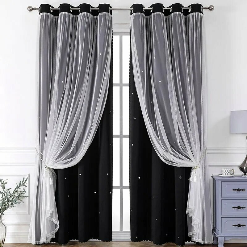 Штора 132х274 см черный матовый