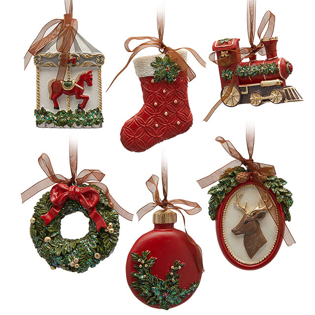 Елочные игрушки Guildford: Рождество в Нью-Йорке 9 см, 6 шт, EDG, 6500913A774-набор