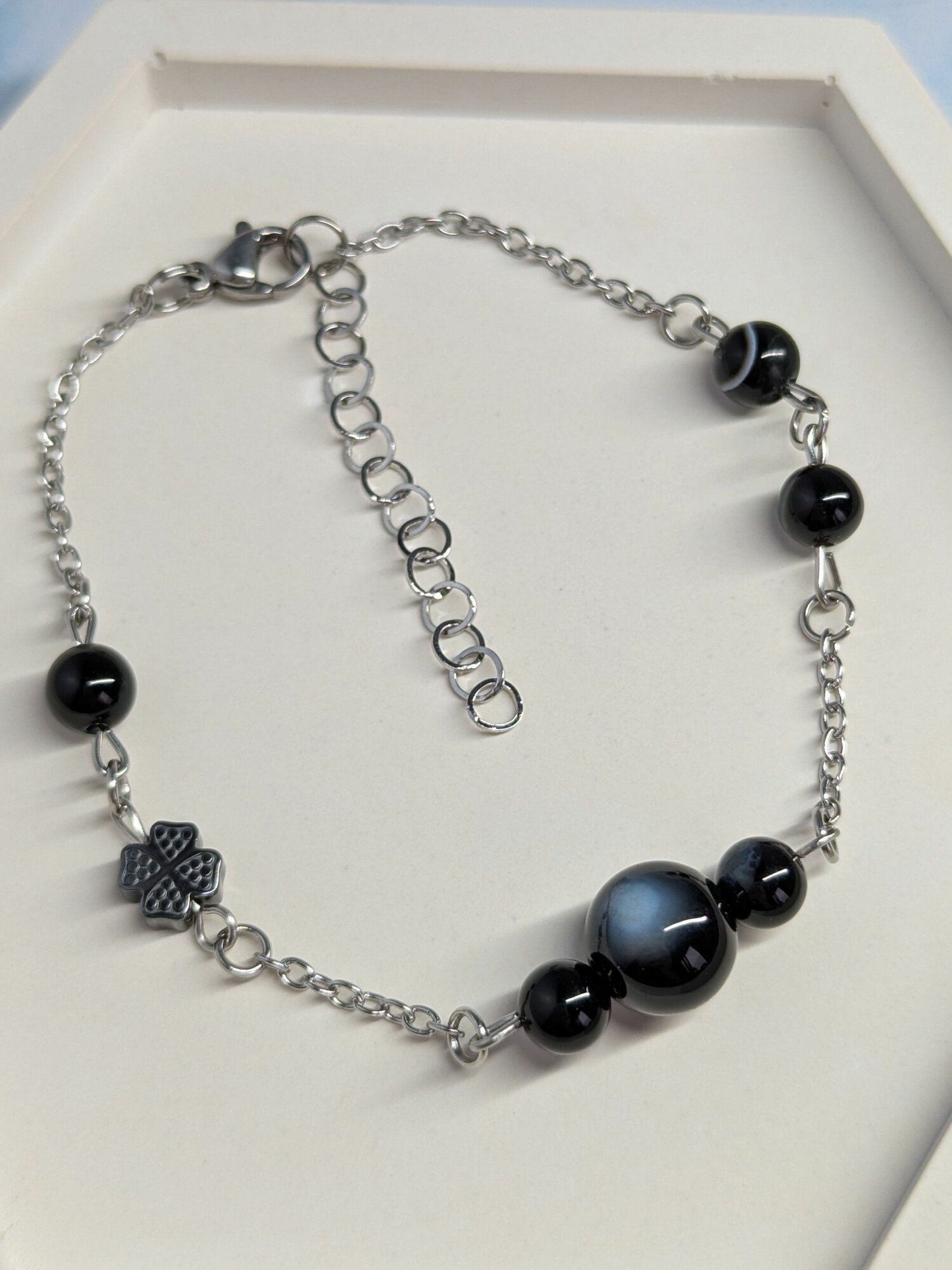 Браслет, агат, гематит