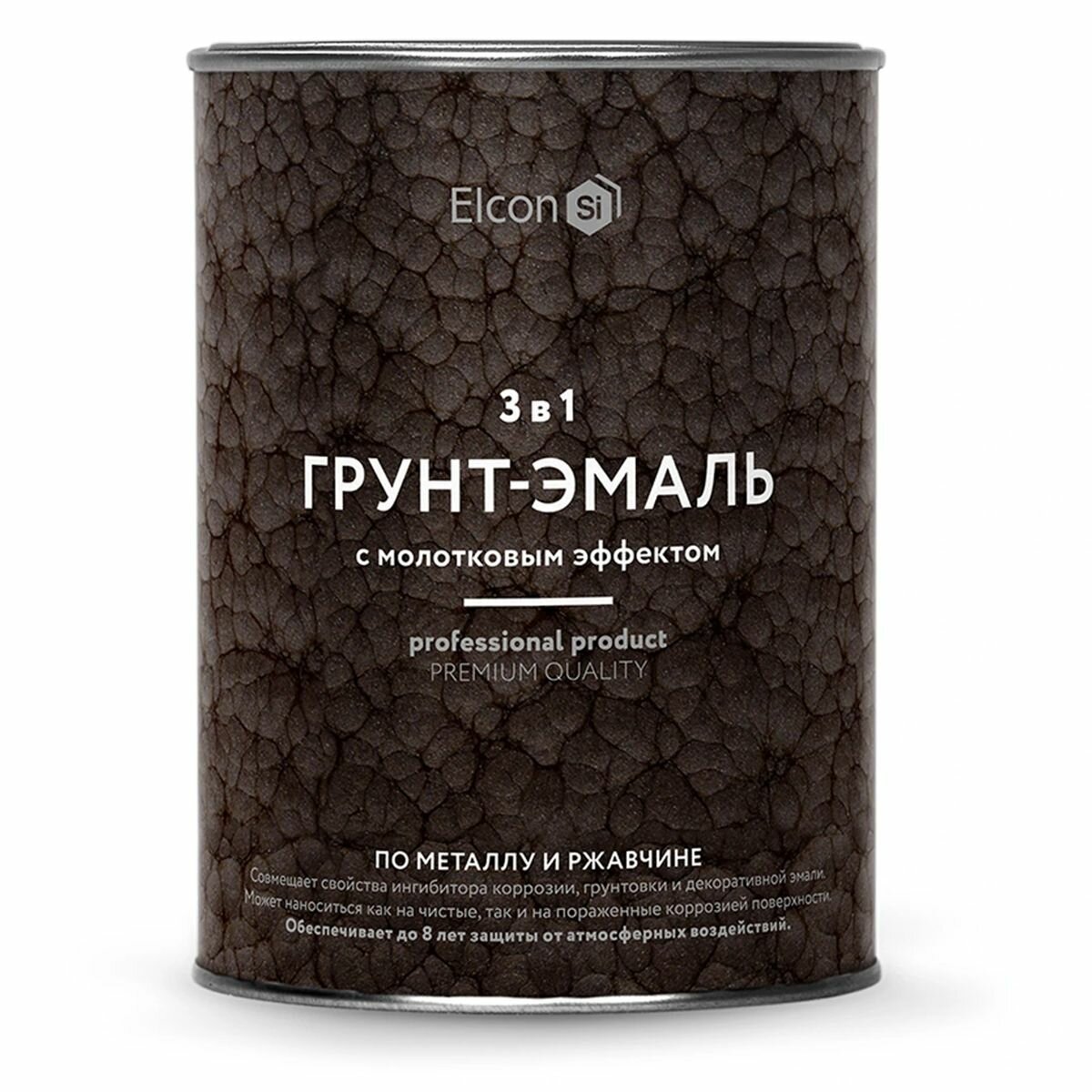 Грунт-эмаль ELCON по ржавчине, 3в1, молотковая золото, 0.8 кг
