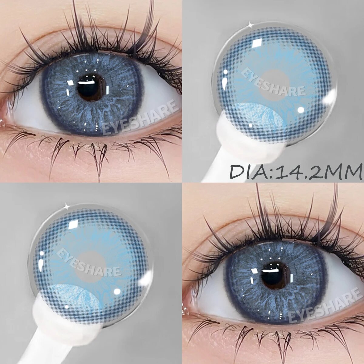 Контактные Линзы EYESHARE, 1 Пара, Годовые, Одноразовые, Без HEMA, Синие, Для Естественного Яркого Цвета Глаз