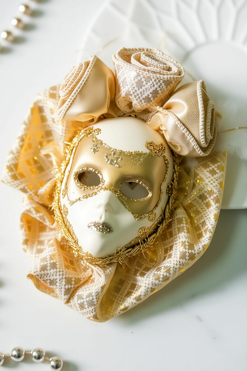 Ёлочная игрушка маска фиорелино, полиэстер, пластик, 15 см, Винтер Деко (Winter Deco) 2007829