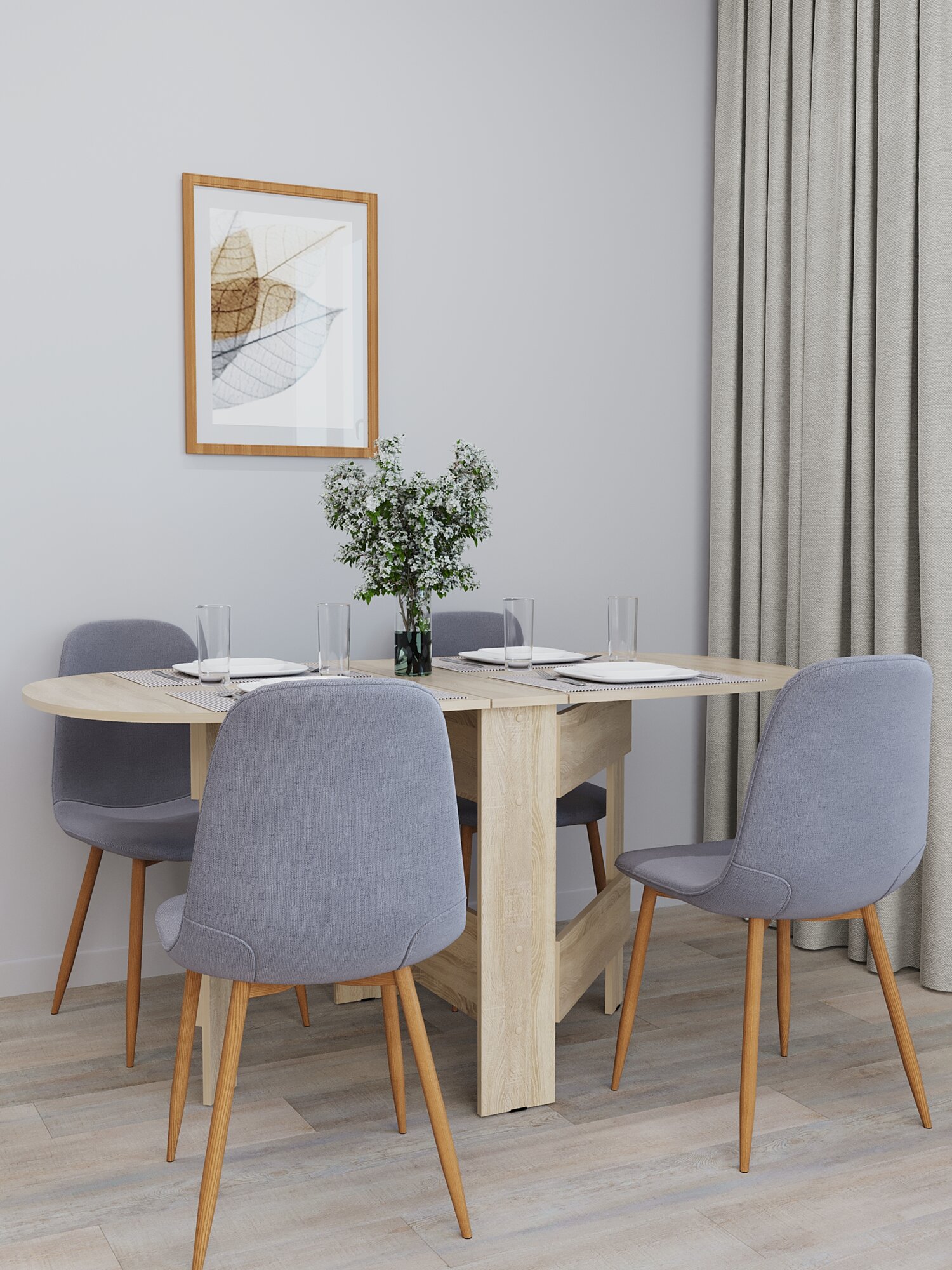 Раскладной стол -книжка Volodin&Co, кухонный, ЛДСП, современный стиль, дуб сонома, 155х80 см