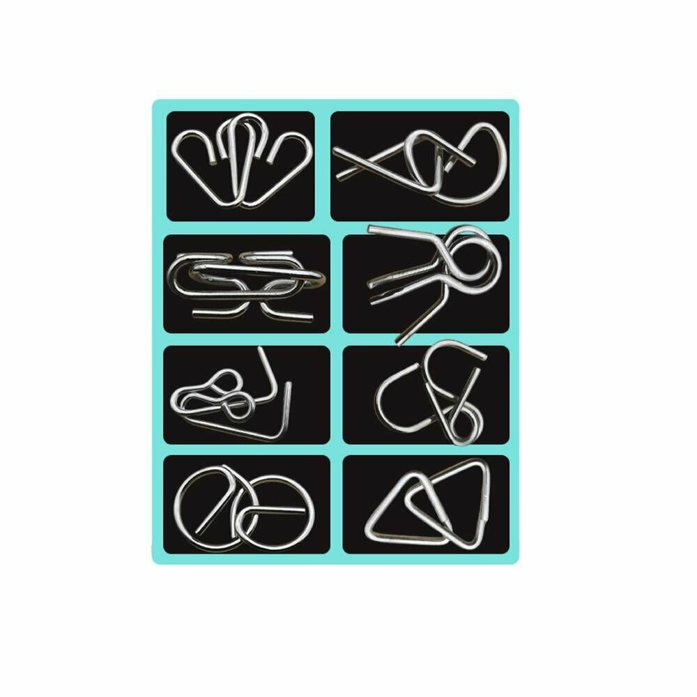 Игры для ума из металла, набор из 8 китайских традиционных головоломок с культурным подтекстом, развивающие головоломки для дома, офиса и подарка