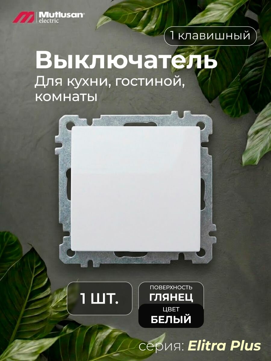 Выключатель без рамки одноклавишный, серия Elitra Plus